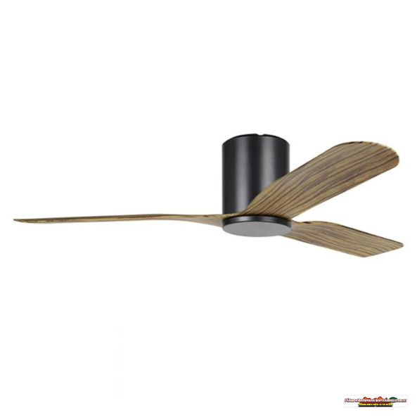 52" Iluka DC Ceiling Flush Fan in Matt White, Matt Black or Black/Wood ...