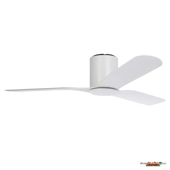 52" Iluka DC Ceiling Flush Fan in Matt White, Matt Black or Black/Wood ...