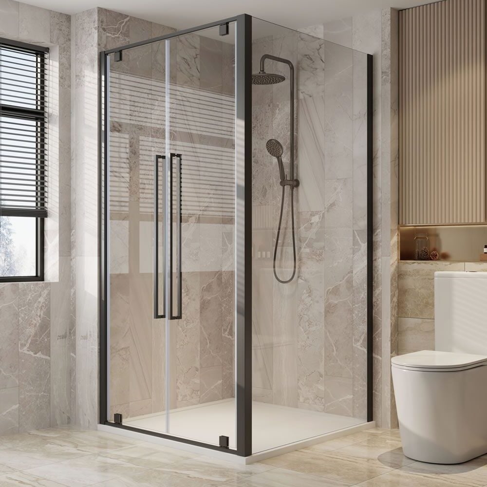 Alpine Shower Return Panel 120x200cm Black | Pilbara Bathroom Warehouse ...