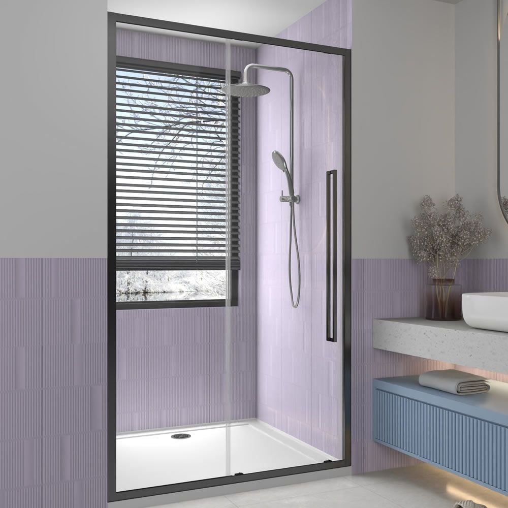 Alpine Sliding Shower Door 130x200cm Matte Black | Pilbara Bathroom ...