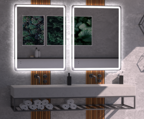 Lume Rectangle LED Mirror with Front & Backlit Frosted Design – Pilbara ...