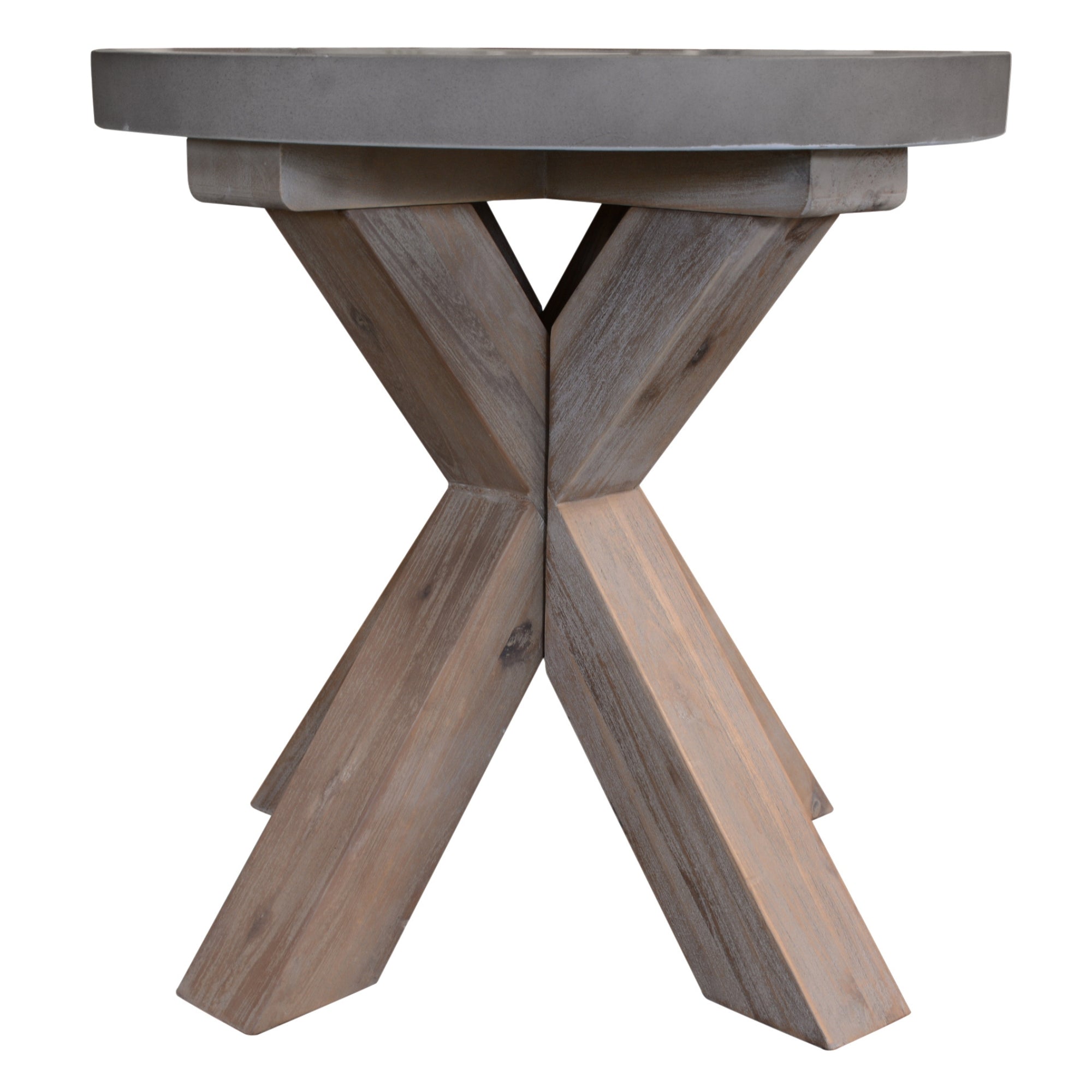 Contemporary Stony 50cm Round Lamp Table with Grey Concrete Top ...