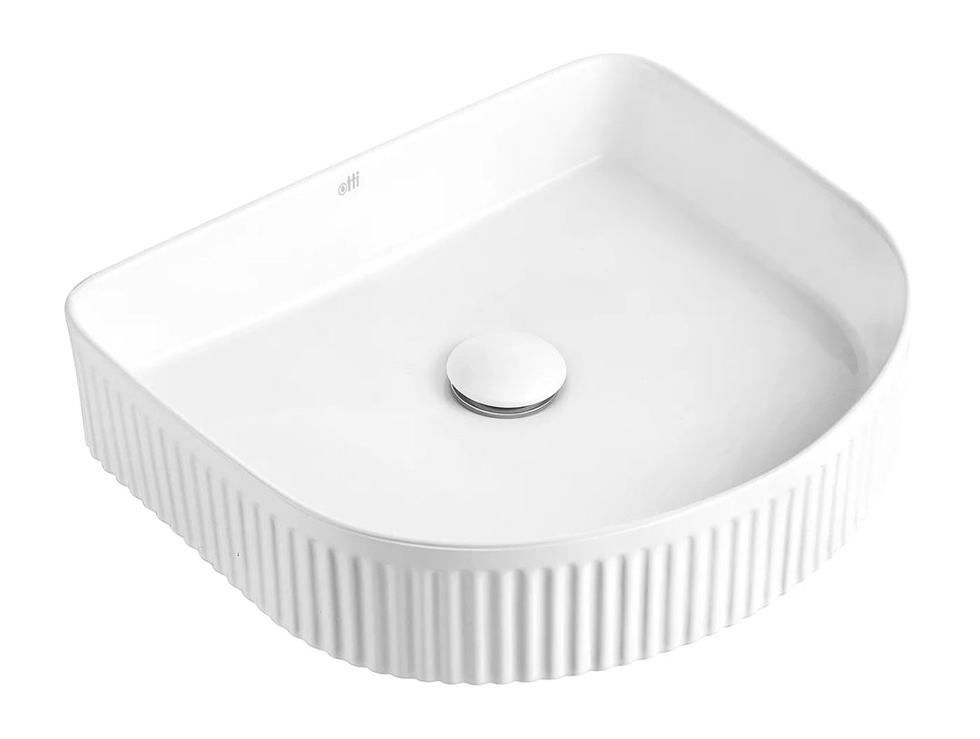 Shop Archie French Fluted Basin Gloss White | Pilbara Bathroom ...